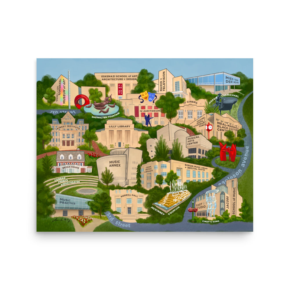 IU Bloomington Arts Corridor Collage Illustration – Anna McCoy Designs